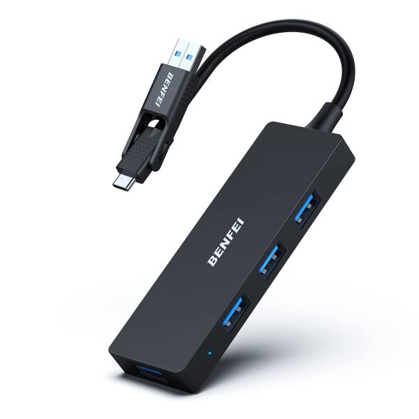 商品名: BENFEI USB 3.0 ハブ, USB-C ハブ, 2-in-1 USB Type-A/Type-C接続対応, USB 3.0ポートを４つ搭載, 幅広いディバイスに対応: MacOS PC/MacBook/Mac Pro/M...