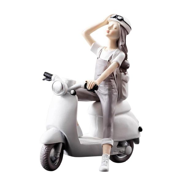 商品名:  ＫＬＫＣＭＳ Resin Girl Statue Nordic Figurine Craft Ornament for Bedroom Living Room Porch Desktop Decor, by Motorcycle...
