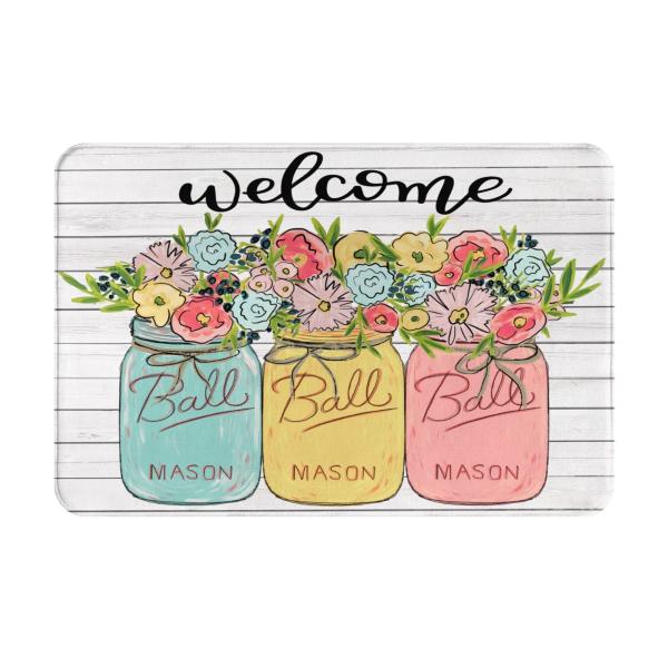 商品名:  Welcome Door Mats Floral Mason Jar Spring Rugs Rug Carpets Bathroom Decor for Kitchen Bedroom Indoor Floor Greetin...