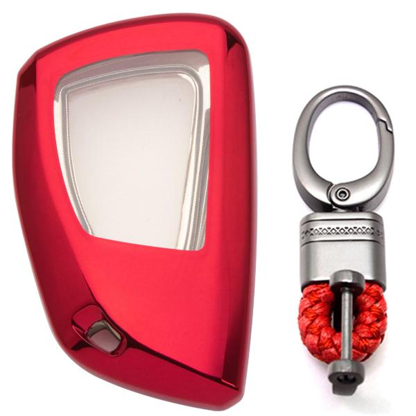 商品名: Xotic Tech レッド ソフト TPU キーフォブシェル フルカバーケース シボレー サバーバン/タホ GMC ユーコン/ユーコン デナリ スマートキーレスエントリーキー レッドキーチェーン付き Xotic Tech Red...