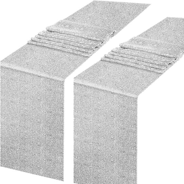 商品名: Poise3EHome スパンコール ウェディングテーブルランナー グリッツ ベビーシャワー パーティー ケーキテーブルデコレーション (12 x 108 - 2個、シルバー) Poise3EHome Sequin Wedding...