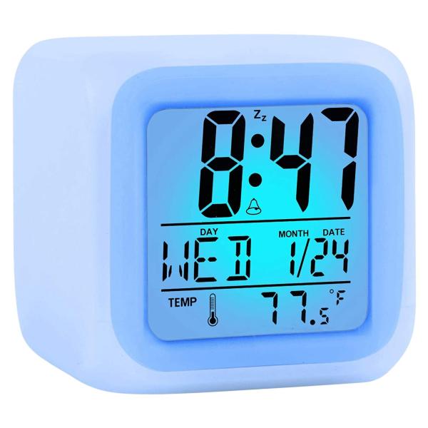 商品名:  pizarra Digital Travel for Bedroom Boy ,Small Desk Bedside Clocks,Display Time/Date LED Night Light with Snoozeブラン...