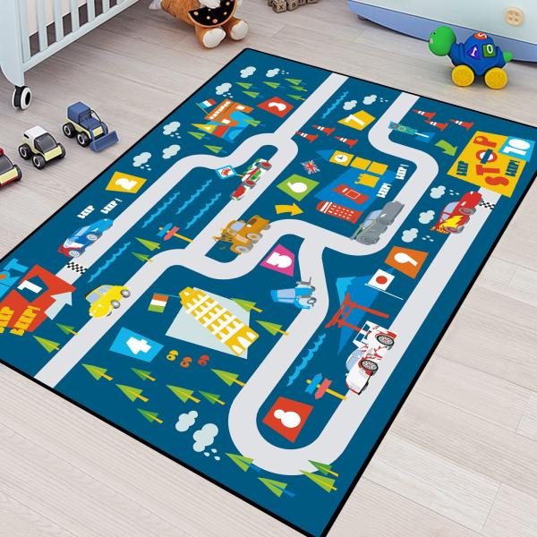 商品名:  Road Traffic Game Rug Floor Area Rug, Non-Slip Fun Gaming Carpet Road Traffic Print for Boys Girls Bedroom Play Ro...