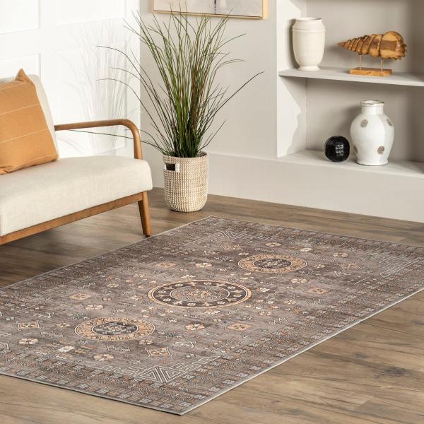 商品名:  nuLOOM Tama Circle Medallion Machine Washable Ultra Thin Area Rug, 5' x 8', Brownブランド: nuLOOM商品サイズ: 5 x 8 Feet高さ: ...