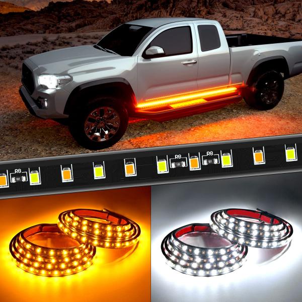商品名:  Nilight Truck Running Board Lights 2PCS 60 Inch LED Side Maker White Courtesy Light &amp; Sequential Amber Turn Si...
