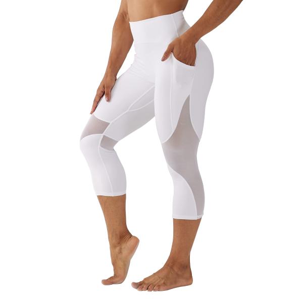 商品名:  ONGASOFT High Waisted Yoga Capris Pants for Women Running Workout Mesh Leggings Side Pockets Squat Proof Tummy Con...