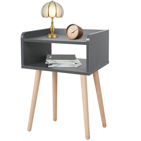 商品名: Acehome ナイトスタンド テーブル横 小型 ミッドセンチュリー モダンナイトスタンド テーブル横の木製 寝室 リビングルーム 玄関 グレー Acehome Nightstand, Small Nightstands Besi...