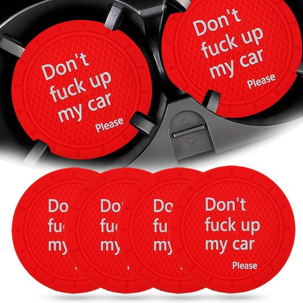 商品名:  Car Cup Holder Coaster, Car Non-Slip Cup Holder Embedded Decorative Funny Coaster - Don't Fuck up My Car Please, S...