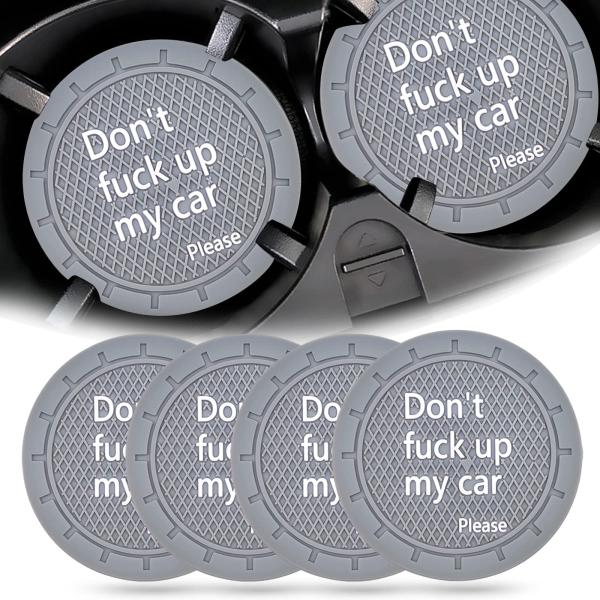 商品名:  Car Cup Holder Coaster, Car Non-Slip Cup Holder Embedded Decorative Funny Coaster - Don't Fuck up My Car Please, S...
