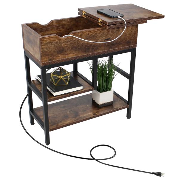 商品名: Creekview Home Emporium Skinny Side Table with Charging Station - End Table with USB, Nightstand with Charging Stat...
