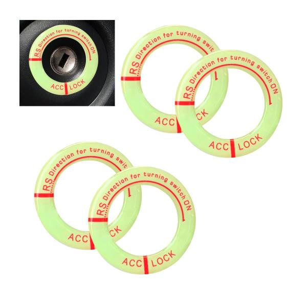 商品名:  4PCS Ignition Switch Luminous Decoration Ring, Nightglow Start Stop Switch Key Hole Ring Circle Cover Trim, Univer...