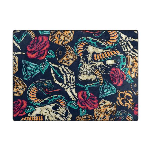 商品名:  BOENLE Area Rug Large Area Rugs for Living Room Non-Slip Washable Carpet Skull Snake Rose Dice Thick Rectangular M...