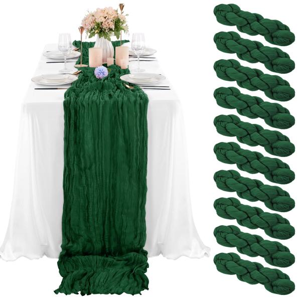 商品名: 10 Pcs Dark Green Cheesecloth Table Runner 10FT, Gauze Table Runner for Wedding Reception Sheer Bridal Shower Birth...
