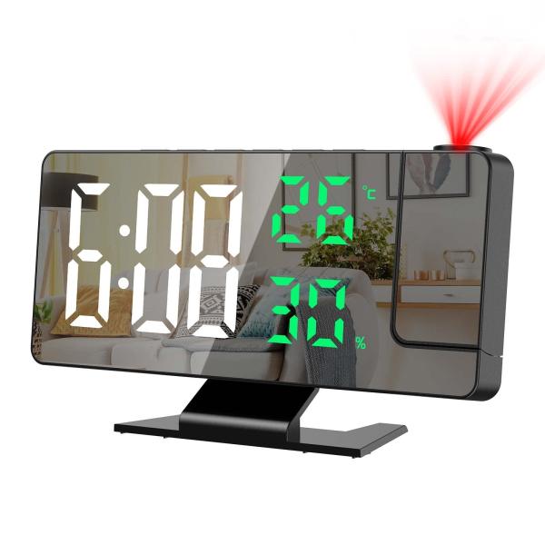 商品名:  ORIA Projection Alarm Clock, LED Alarm Clock, 7.8" Mirror Display Bedroom Clock with 180° Rotatable Projector, Tem...