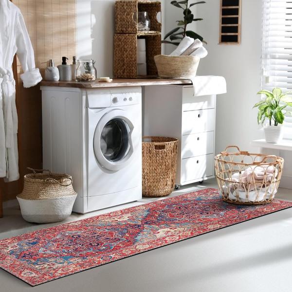 商品名MELAJIA Large Laundry Room Rubber Mat 2x6 Non Slip Runner Rug for Hallway Easy to Clean Kitchen Floor Mats Low-Profil...