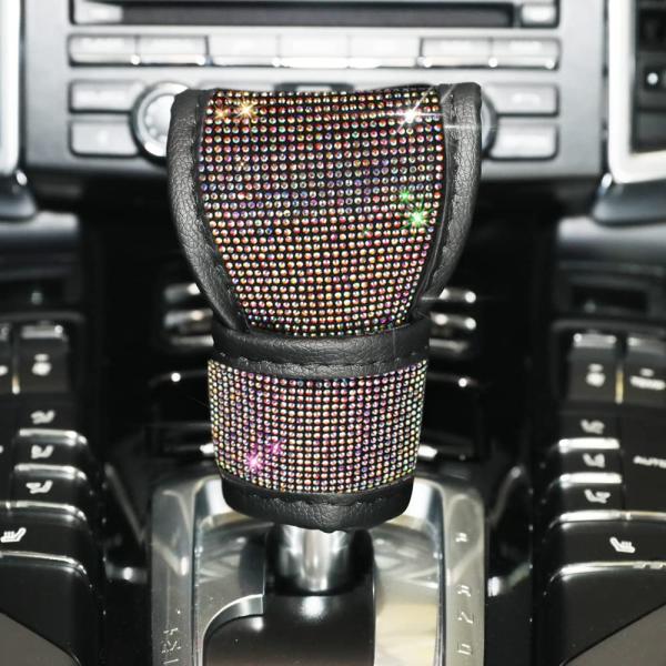 商品名: YAKEFLY (ヤケフライ) キラキラ光るオートギアシフトノブカバー カーシフターカバー 自動車用インテリアアクセサリー カーノブ ギアスティックプロテクター ユニバーサル車両装飾アクセサリー (カラフル) YAKEFLY Bl...