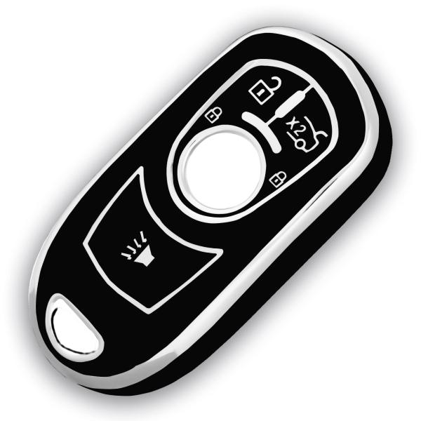 商品名: WORCAS シルバーパターン ソフトTPU 360度保護 キーケース ビュイック エンクレーブ ラクロス Verano Encore Regal Envision Cascada GL8-4ボタン対応 (シルバーブラック) WO...