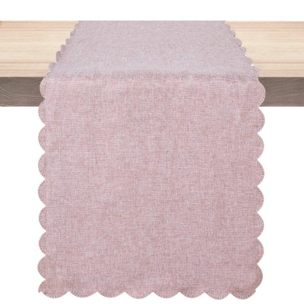 商品名: Winotic テーブルランナー 長さ13 x 90インチ コットンリネン ファームハウス スカラップスタイル ピンク テーブルリネン キッチン ダイニング コーヒー テーブル パーティー ウェディング ホームデコレーション (1...