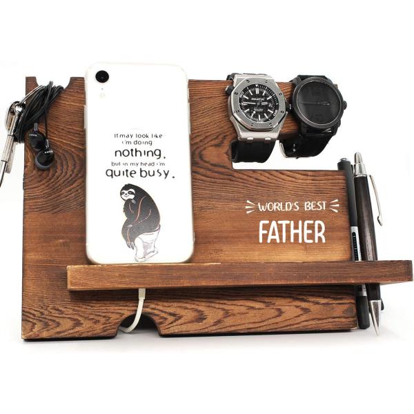 商品名: KU-DaYi World's Best Father 木製デスクドッキングステーション 父親ギフト 父親 お父さん 誕生日 クリスマス 父の日 感謝祭ギフト 娘 息子 子供から KU-DaYi World’s Best Fath...