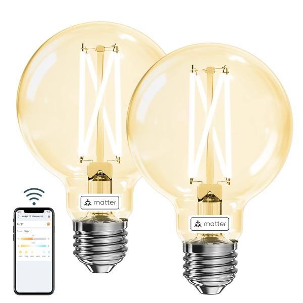 商品名:  Linkind G25 Smart Light Bulbs, Matter Enabled Smart Edison Bulbs, 2700K-6500K 60W Equivalent Vanity Light Bulbs, 8...
