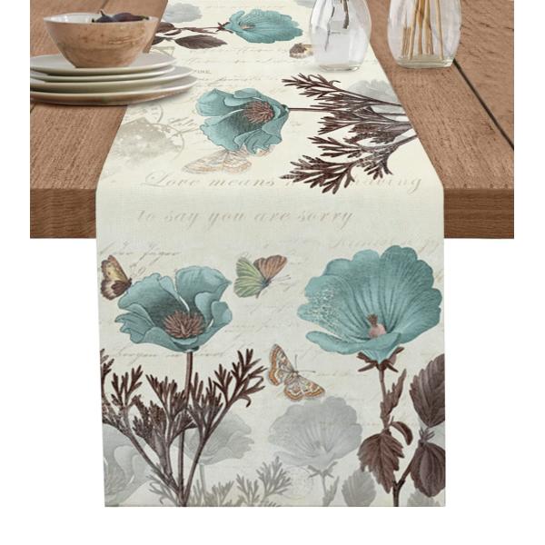 商品名:  AmbeHome Spring Floral Table Runner 36 Inches, Rustic Tulip Table Runner Kitchen Dining Rural Flower Butterfly Cof...