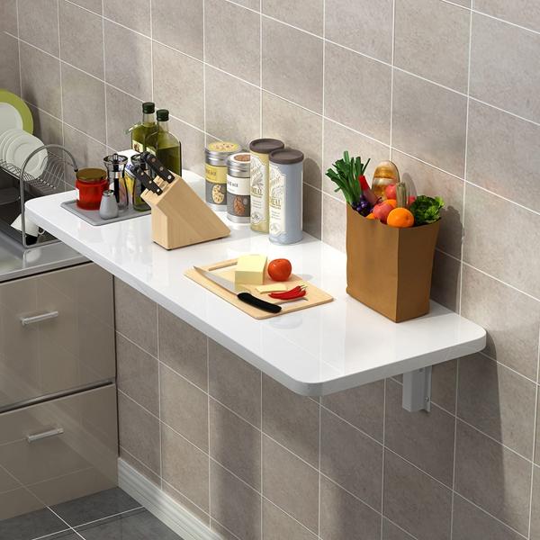 商品名: キッチン用壁掛け折りたたみテーブル、ホームオフィスワーク用コンピューターワークステーション、折りたたみ式ウォールテーブル、フローティングラップトップデスク折りたたみ式PCテーブルウォールライティングデスク、コーナーデザイン Wal...