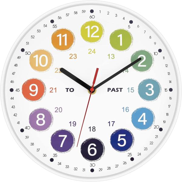 商品名Lumuasky 学習教材 教室時計 キッズLumuasky Learning Clock for Kids 12 inch Educational Wall Clock Silent Movement and Colorful Nu...