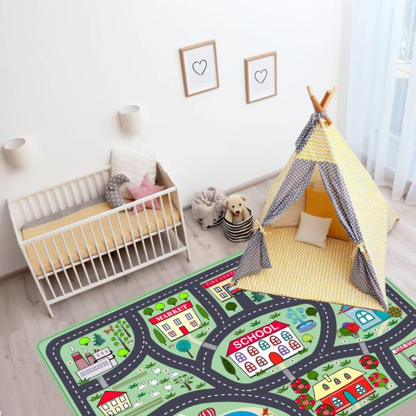 商品名:  LTKOUGFAM kids Playmat Car Rug, Kids Play Rugs Town City Road Map Rug, Large Educational Kids Car Mat, Boys Kids C...
