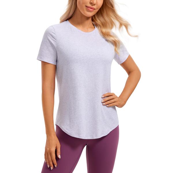 商品名:  CRZ YOGA Women's Pima Cotton Short Sleeve Workout Shirt Yoga T-Shirt Athletic Tee Top Violet Ash Smallブランド: CRZ YO...