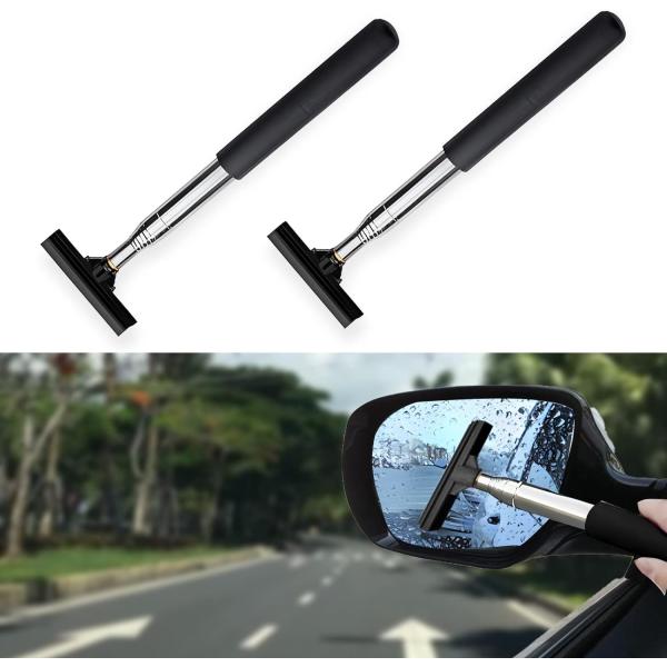 商品名2PCS Patonu Car Rearview Mirror Wiper, Telescopic bracket manual Auto Mirror Squeegee Cleaner,38.6 inch Car Glass Rem...