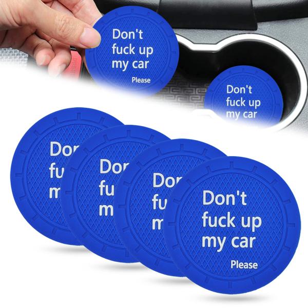 商品名:  4Pcs Car Cup Holder Coasters, Don't Fuck up My Car Please, Universal Non-Slip Cup Holder Embedded Decorative Funny...