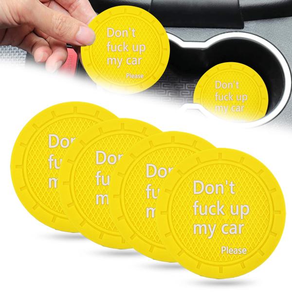 商品名:  4Pcs Car Cup Holder Coasters, Don't Fuck up My Car Please, Universal Non-Slip Cup Holder Embedded Decorative Funny...