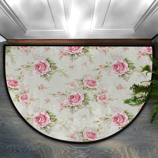 商品名:  Half Round Door Mat Floral Flower Rose Pattern Half Circle Rug Indoor Anti-Skid Semi Circle Doormat Entrance Floor...