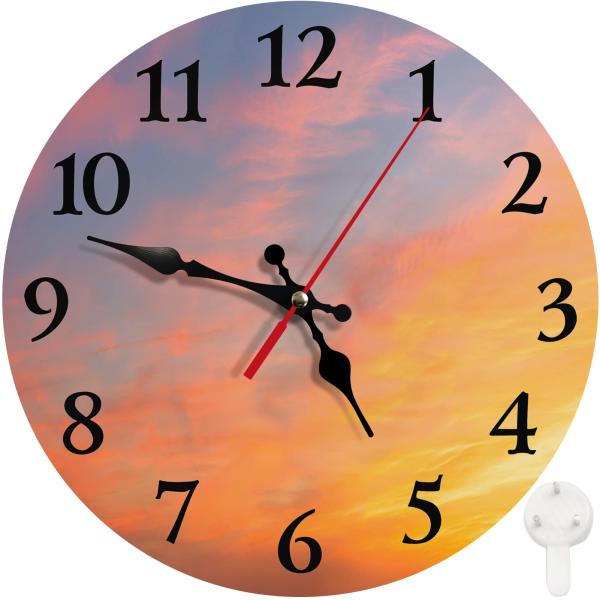 商品名: ラウンドウォールクロック サイレント カチカチ音を立てない時計 10インチ 平和な空 夕日 日の出 雲 ホームデコレーション リビングルーム バスルーム ベッドルーム キッチン オフィス 学校用 Round Wall Clock ...