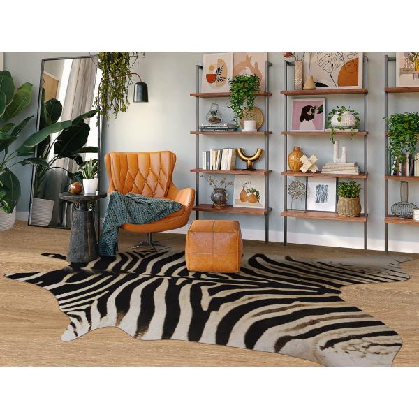 商品名:  Zebra Rug Faux Cowhide Rug 6.2x5.2 ft Cow Hide Rug Large Zebra Rugs for Bedroom Living Room Dining Room Modern Aes...