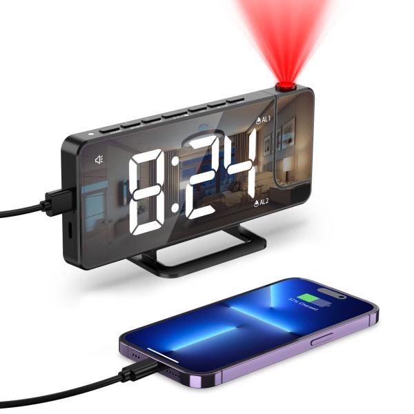 商品名: Ankilo プロジェクション目覚まし時計 Ankilo Projection Alarm Clock for Bedroom Ceiling, 7.5" Digital Clock with 180° Projector, 6-...