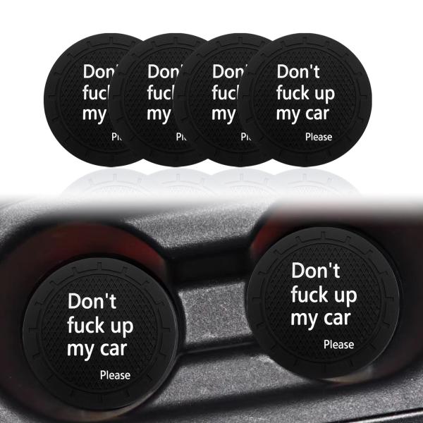 商品名:  4PCS Car Cup Holder Coaster, Don't Fuck up My Car Please, Non-Slip Cup Holder Embedded Decorative Funny Coaster Su...