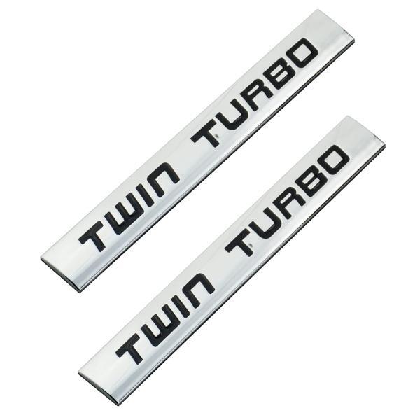 商品名:  2X Twin Turbo Badge Nameplate Chrome Metal Fender Sticker Fit for Trunk Hood Door 3.5L 6.4L 6.7L (Chrome Black)ブラン...