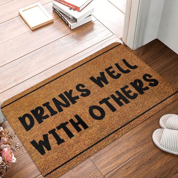 商品名:  Door Mat 24 X 16 Inch Drinks Well with Others Funny Indoor Outdoor Entrance Doormat Non Slip Welcome Funny Kitchen...