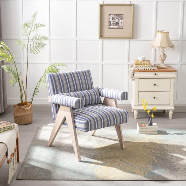 商品名:  Dolonm Linen Accent Chair Mid-Century Modern Lounge Chair Upholstered Living Room Armchair with Wood Frame and Pil...