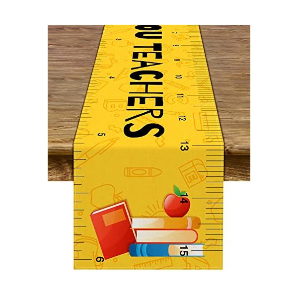 商品名: Pudodo サンキュー教師 テーブルランナー 教師 感謝 週 パーティー装飾 教室 キッチン ダイニングルーム ホームデコレーション Pudodo Thank You Teachers Table Runner Teacher ...