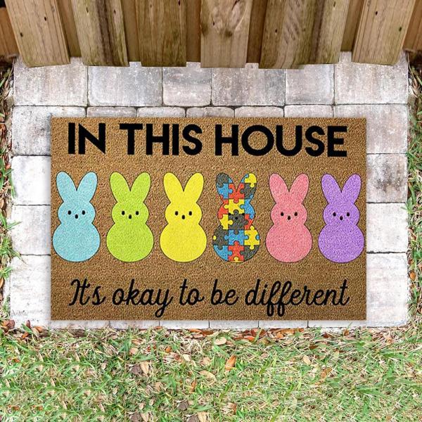 商品名:  Funny Welcome Doormat for Entrance Way Indoor Front Porch Rugs 24x16 Inch Peeps Bunny Entrance Mat Easter Decorati...