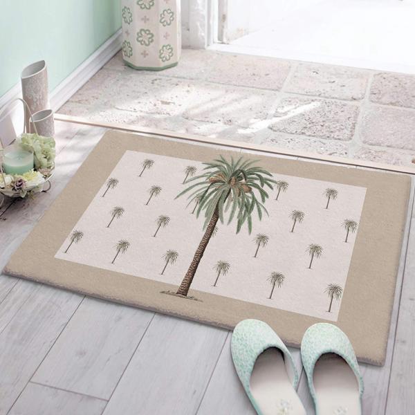 商品名:  Geometric Summer Tropical Palm Trees on Brown Background Bath Mats Non-Slip Absorbent Microfiber Soft Plush Doorma...