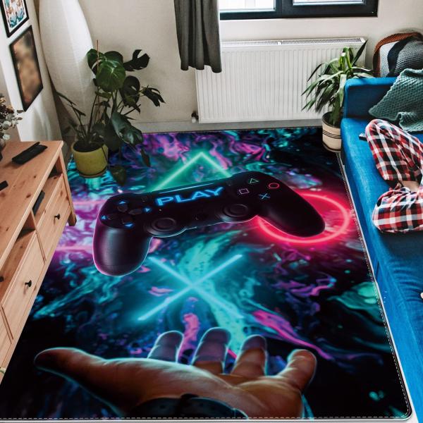 商品名:  Gaming Area Rug,59x78in Large Non Slip Gamer Rug for Boys Room,3D Controller Game Room Rug for Boy Teens,Black Gam...