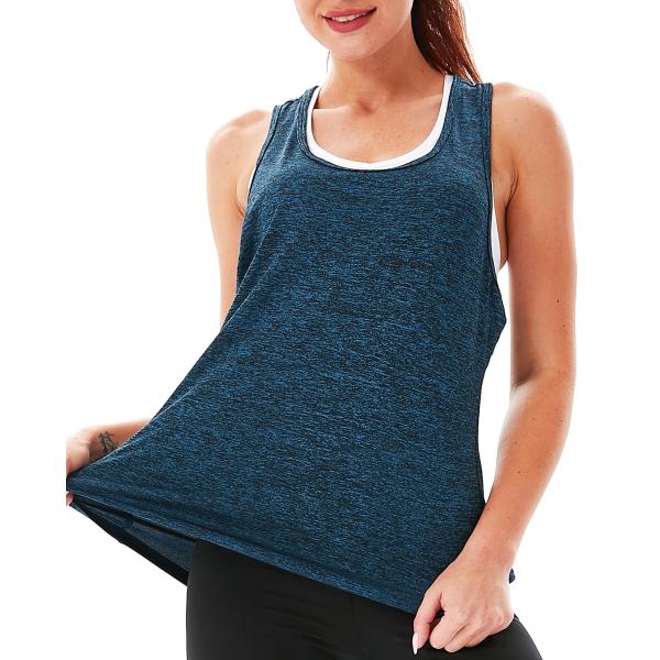 商品名:  SILKWORLD Sleeveless Tops for Women Summer Causal Active Yoga Tops Open Back Tops for Women, Black Blue, Mブランド: SI...