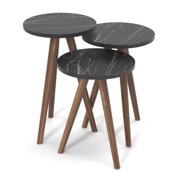 商品名:  Round Nesting Set of 3, Modern Woodgrain Look with Black Base for Living Room Coffee Tables or Nightstands - Side ...