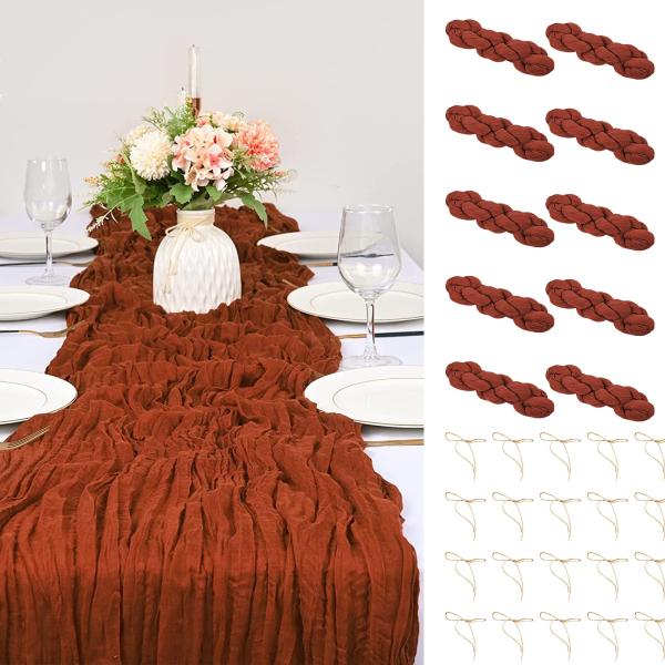 商品名:  YOOLANSA 10 Pack Gauze Table Runner Bulk, 10FT Cheesecloth Table Runner Boho, 35"x120" Gauze Table Runner Cheesecl...