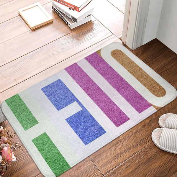 商品名:  Door Mat 24 X 16 Inch and 32 X 20 Inch Colored Text Hello Indoor Outdoor Entrance Doormat Non Slip Welcome Funny K...