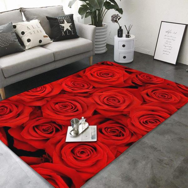 商品名:  Floral Rug Red Rose Printed Large Area Rugs,Lightweight Water-Repellent Floor Carpet for Living Room Bedroom Home ...