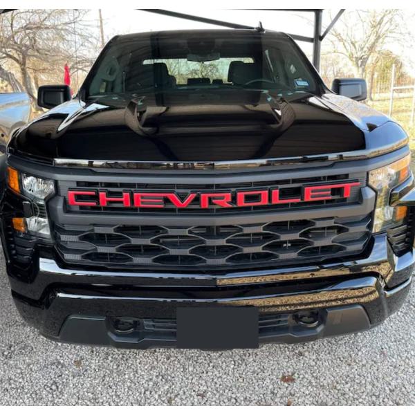 商品名:  LimitlessParts Red Custom Grill Letters Inserts Fits 2022-2023+ Silverado Custom 1/16" ABS Plastic REDブランド: Limitl...